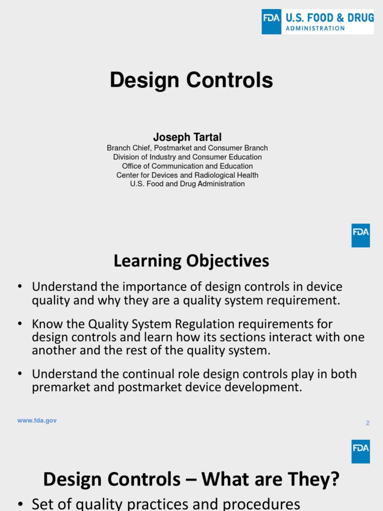 FDA Design Controls for Medical Devices | PDF | Verification And ...