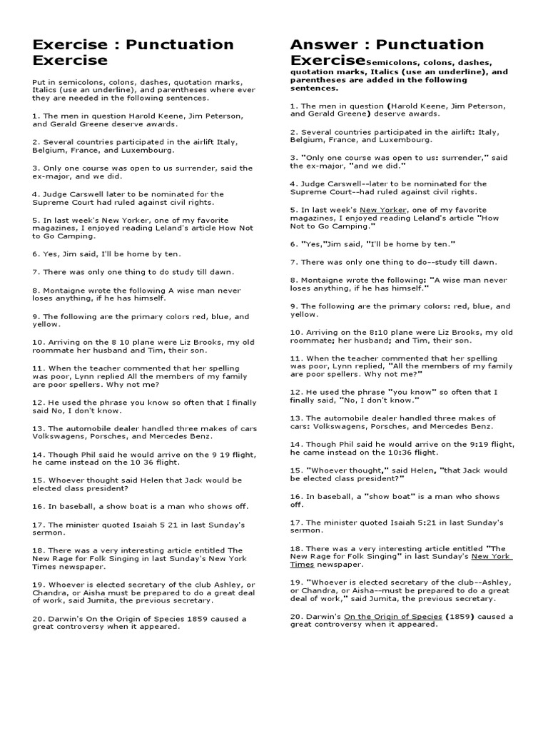 Exercises | PDF | Punctuation