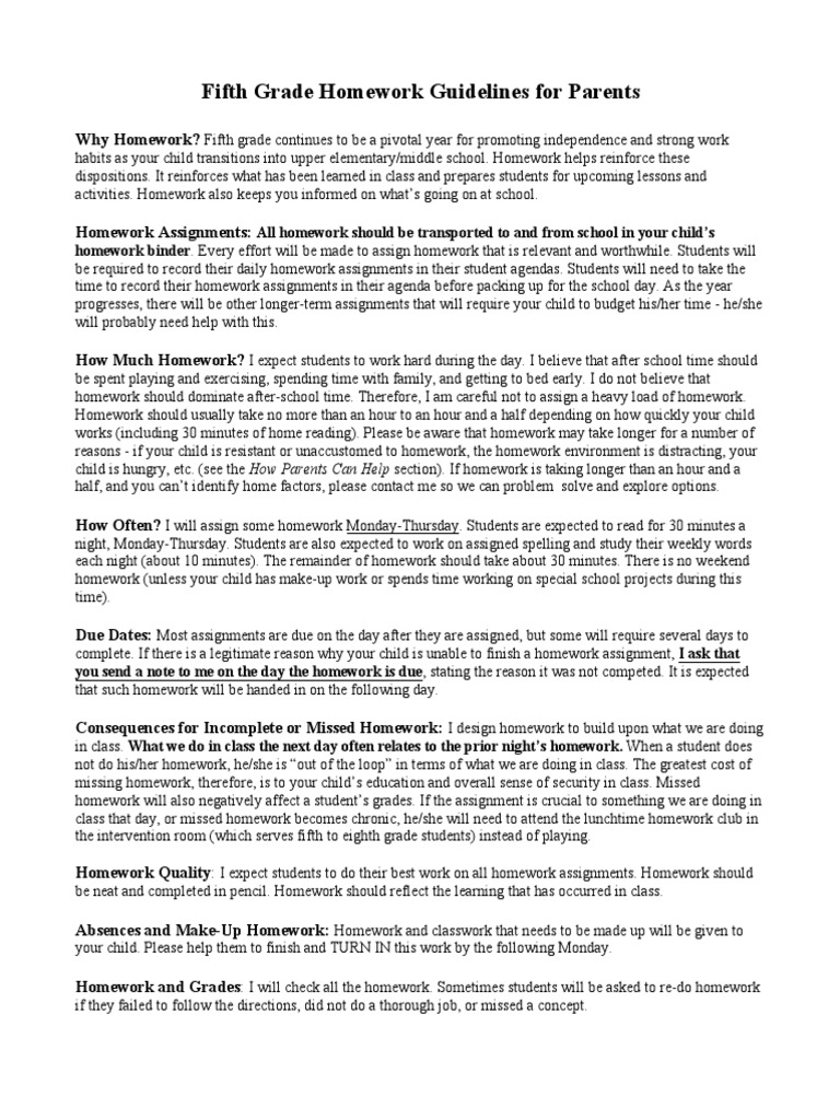 Homework Guidelines | PDF | Homework | Communication