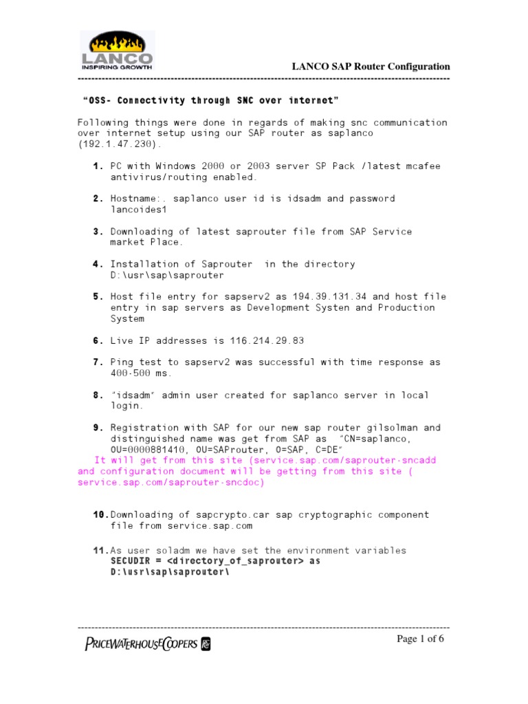 SAPROUTER Configuration For LANCO11239501081 | PDF | Computer File ...