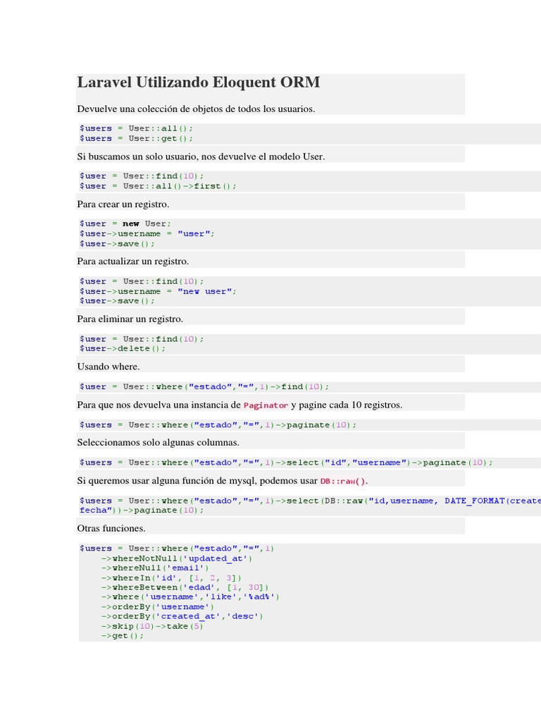 Laravel Utilizando Eloquent ORM SQL | PDF | Usuario (informática ...