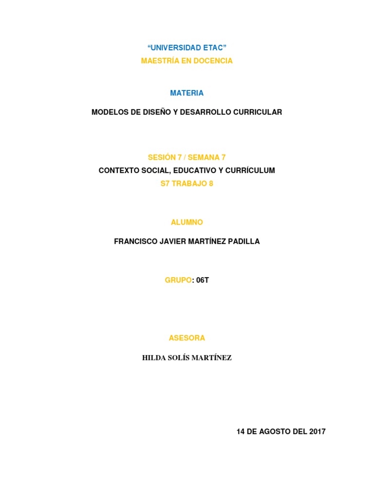 S7 - Trabajo8 - Mapaf | PDF | Plan de estudios | Aprendizaje