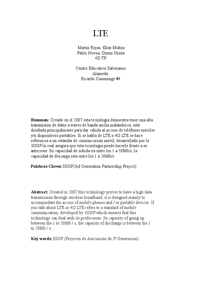 Introducción a la Tecnología LTE1 | PDF | Lte (Telecomunicaciones) | Wi Max