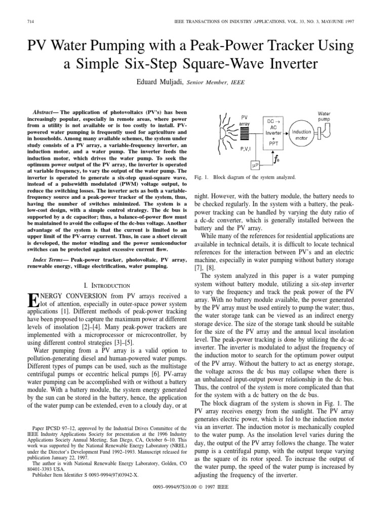 Maximizing Photovoltaic Power Output for Water Pumping Applications ...
