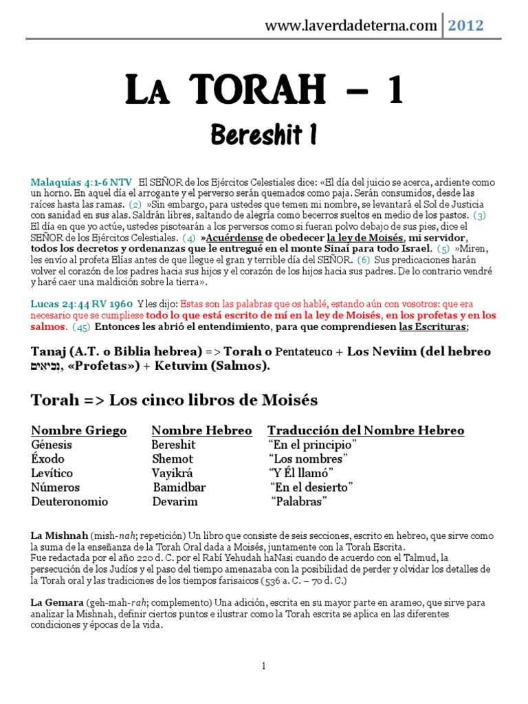 La TORAH 1-2 (Bereshit 1-2) | PDF | Tora | Abrahán