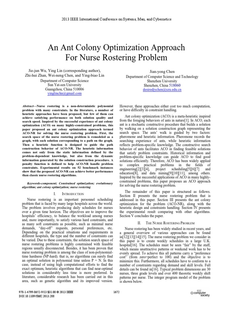 An Ant Colony Optimization Approach For Nurse Rostering Problem | PDF | Mathematical ...