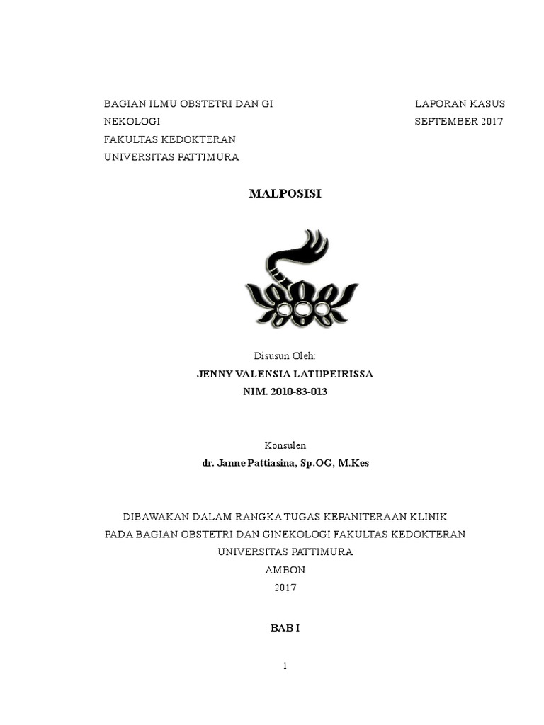 Laporan Kasus Malposisi Janin 2017 | PDF