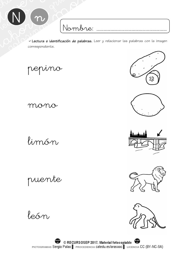 Actividades Letra N | PDF