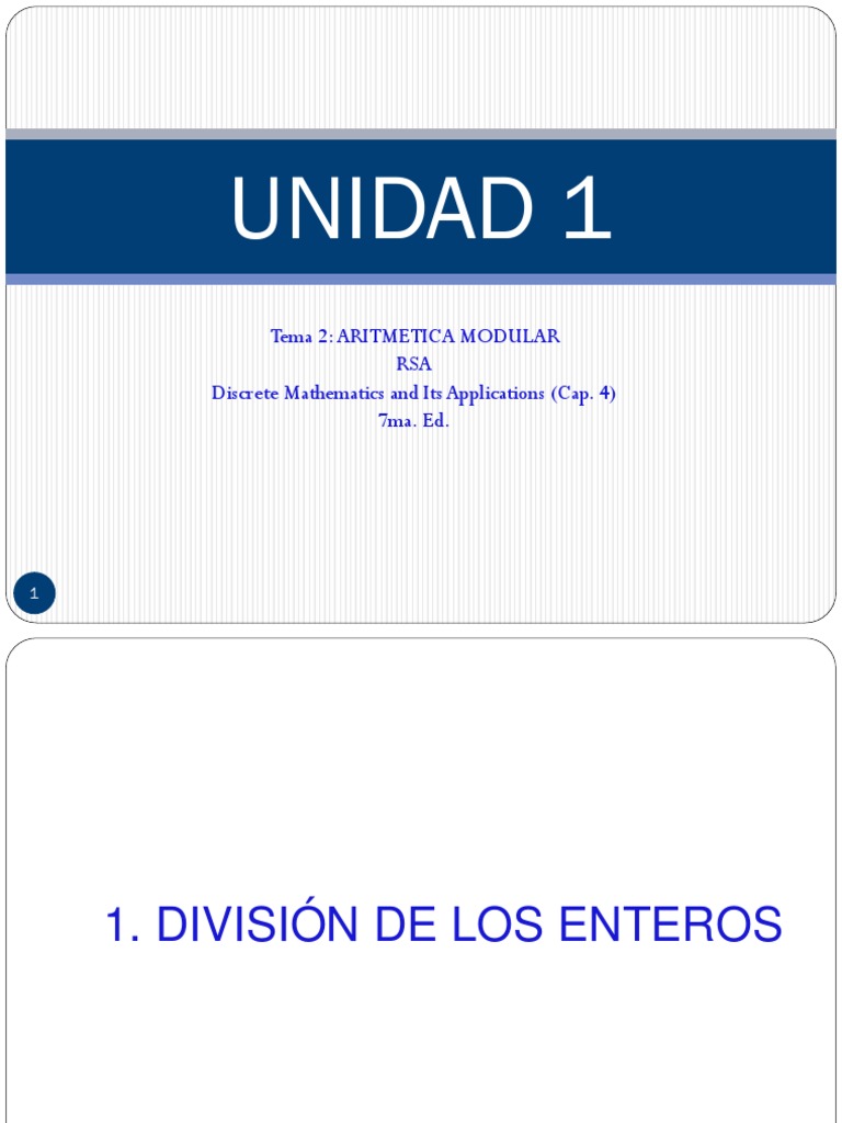 02 Aritmetica Modular | PDF | División (Matemáticas) | Clave (criptografía)