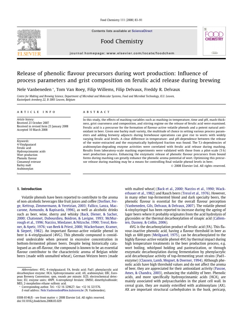 Release of Phenolic Flavour Precursors During Wort Production ...