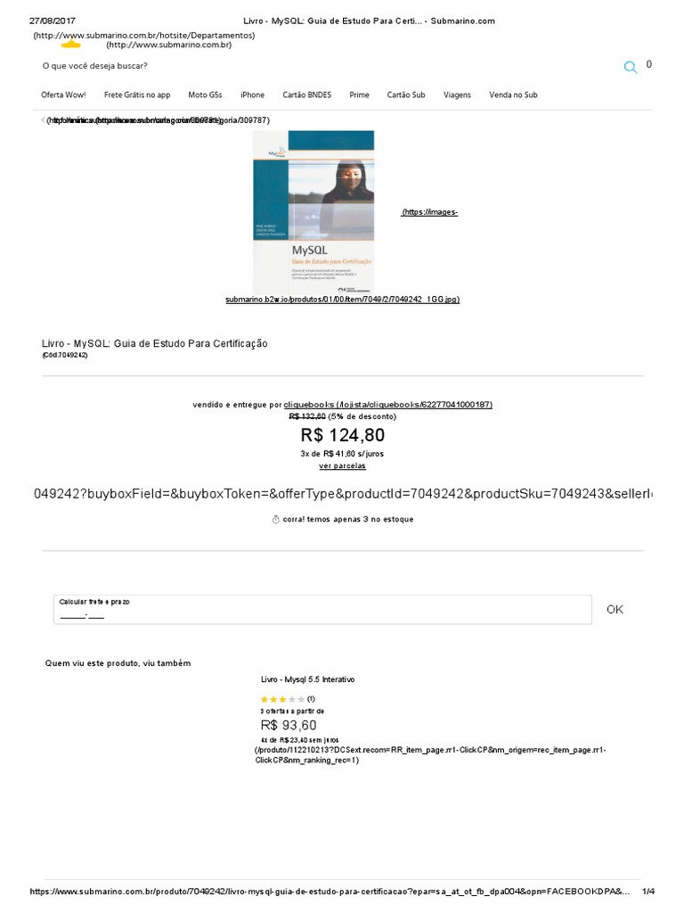 Livro - MySQL - Guia de Estudo para Certi... - Submarino PDF | PDF | Informática | Programas