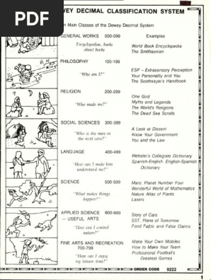 Dewey Decimal Worksheet