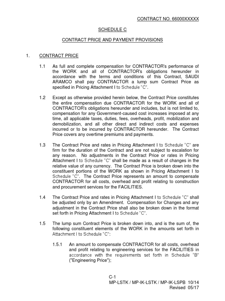 Contract Price and Payment Provisions for Saudi Aramco Project | PDF ...