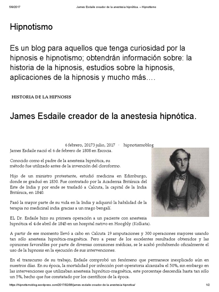 James Esdaile: Pionero de la Anestesia Hipnótica | PDF | Hipnosis ...