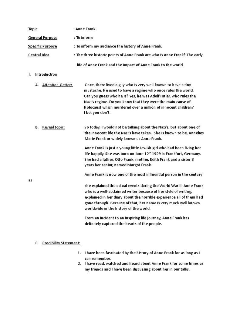 Anne Frank Outline | PDF | Anne Frank | Antisemitism