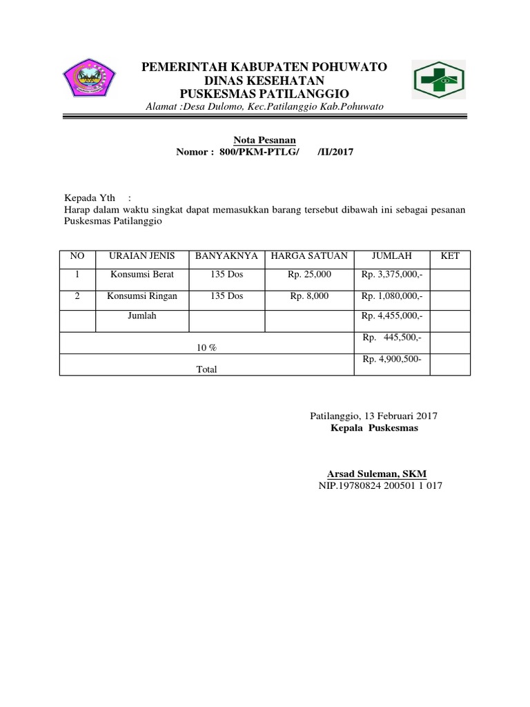 Nota Pesanan | PDF