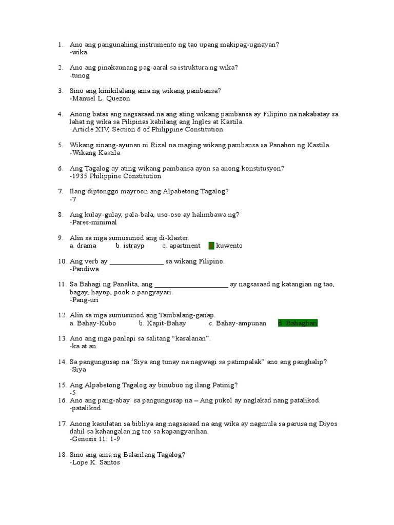 Buwan NG Wika-Quiz Bee | PDF