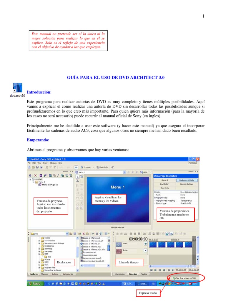 Guía de Uso de DVD Architect 3.0 | PDF