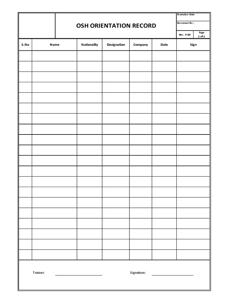 OHS Orientation Record | PDF