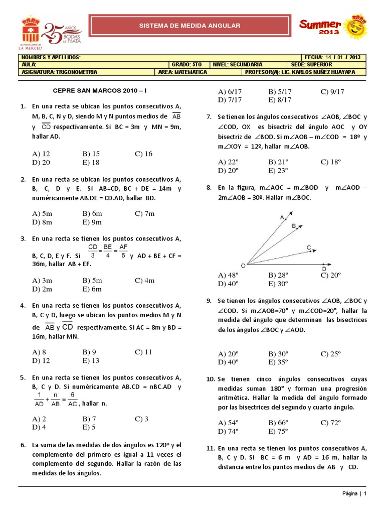 Practica Segmentos | PDF | Ángulo | Geometría