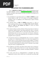 Affidavit of Witness - Tagalog - Sample | PDF