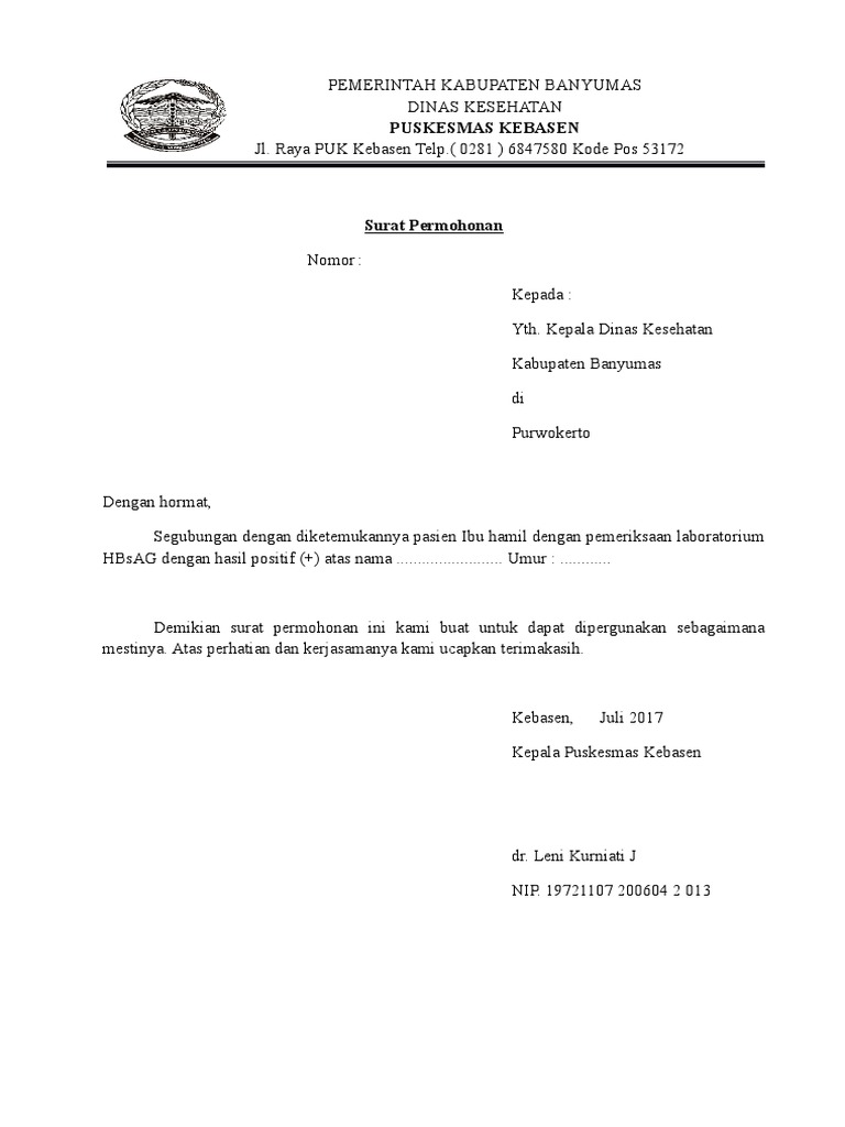 Permohonan HBsAG Form | PDF