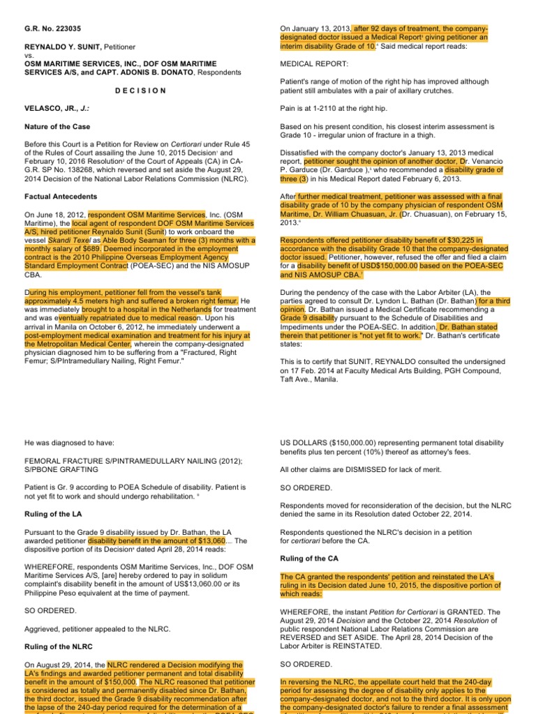 Sunit vs. OSM | PDF | Disability | Employment