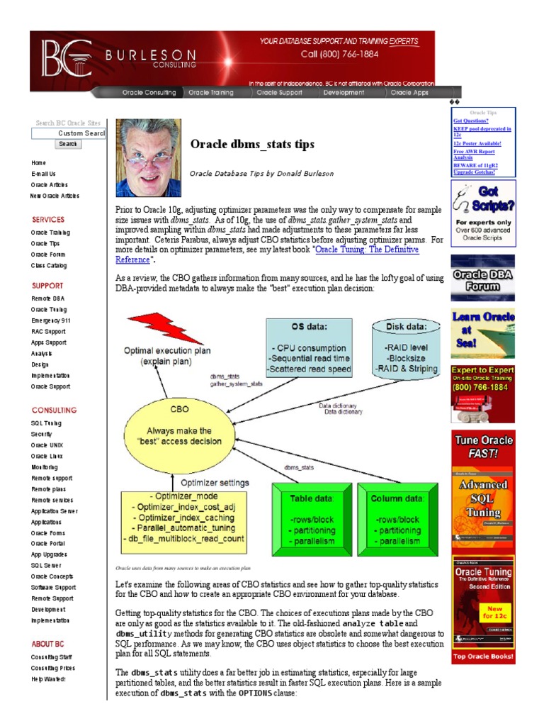 Oracle Dbms - Stats Tips | PDF | Oracle Database | Statistics