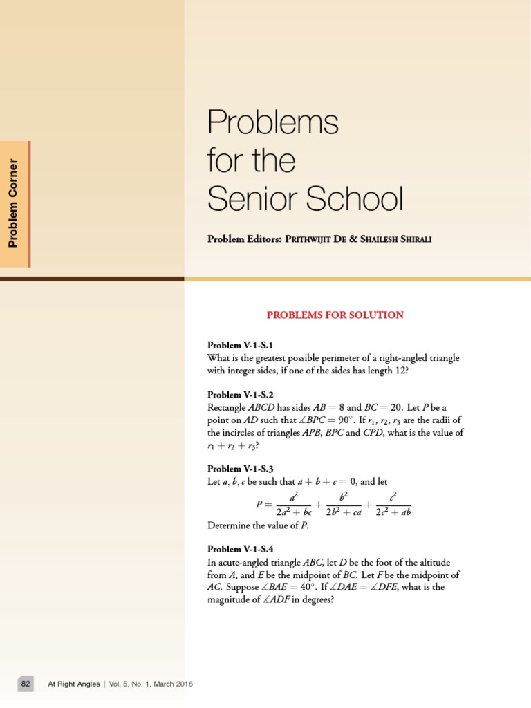 16 Prithwijit Senior Problems | PDF | Factorization | Triangle