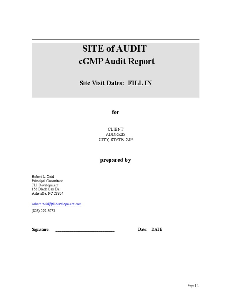 Audit Report With GMP Questionnaire (Template) | PDF | Quality ...