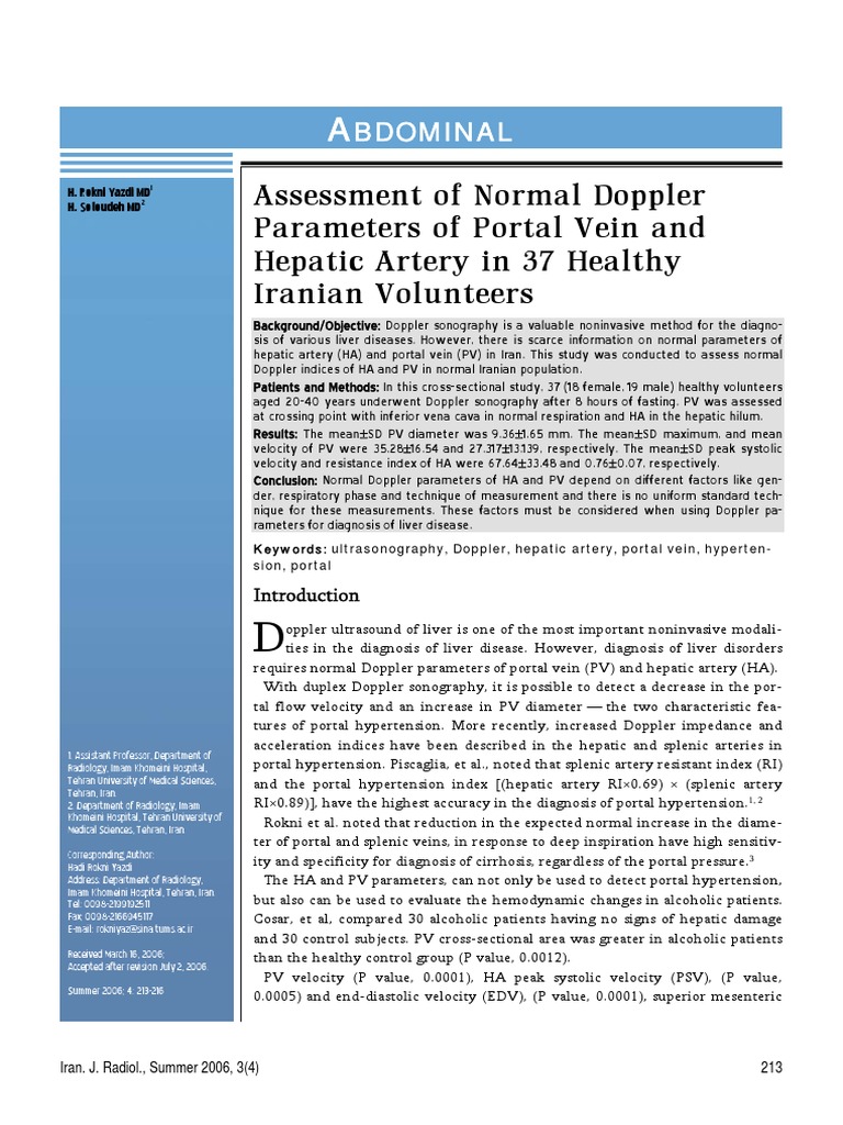 Assessment of Normal Doppler | PDF | Medical Ultrasound | Vein
