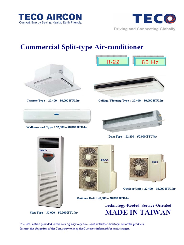 TECO Commercial Split Type | Download Free PDF | Air Conditioning ...