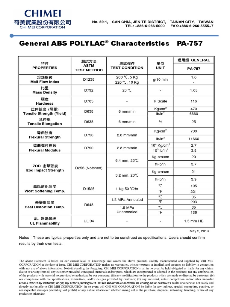 Abs 757 Chimei Taiwan | PDF