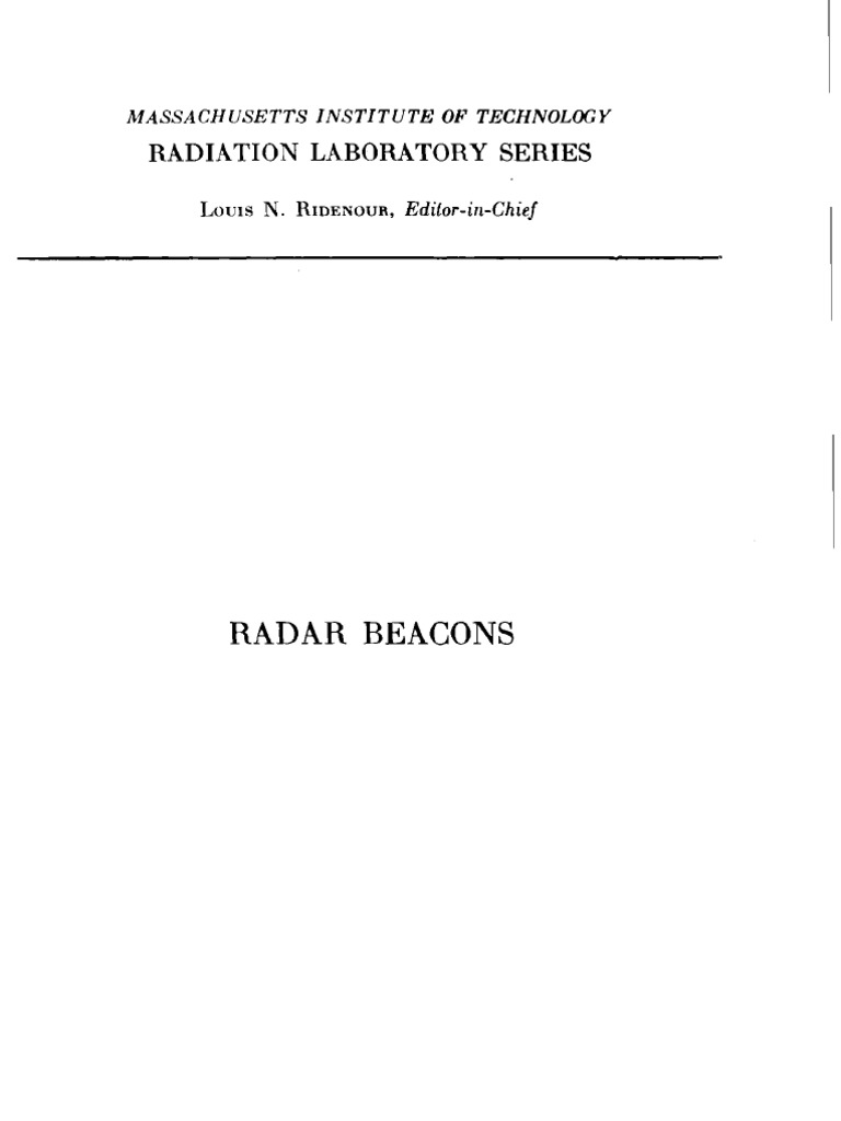 MIT Radiation Lab Series V3 Radar Beacons | PDF | Radio Propagation ...