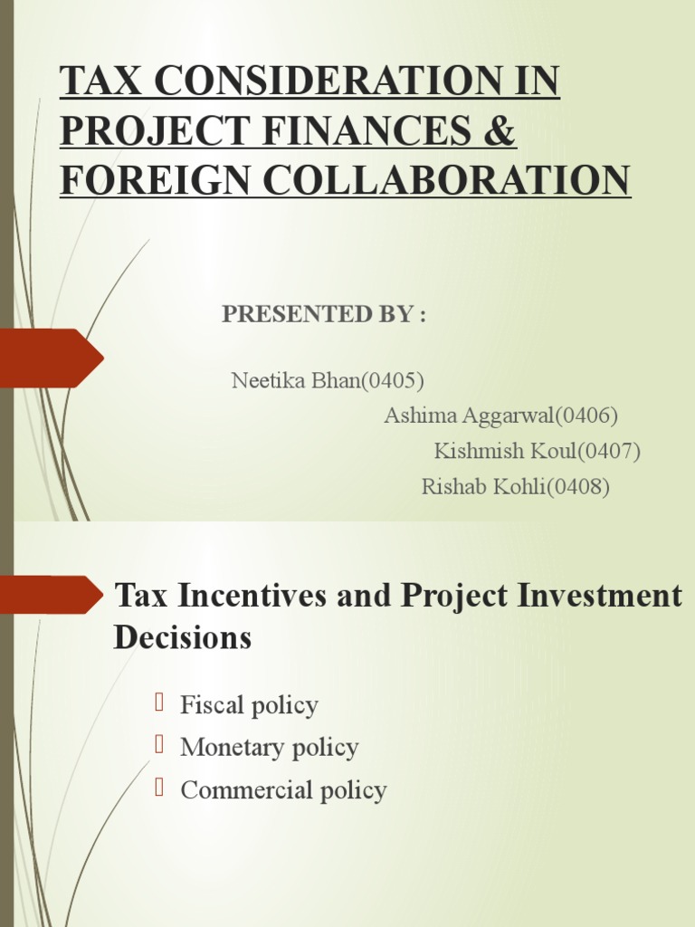 Tax Considerations in Project Finance | PDF | Tax Deduction | Expense