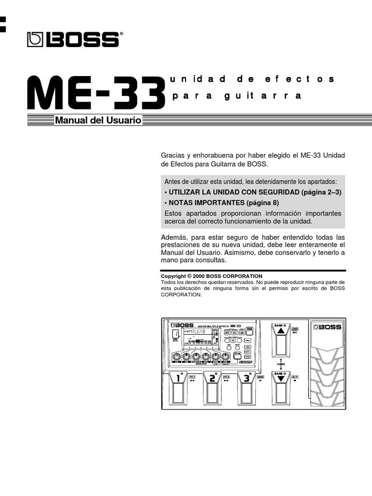 Boss ME-33 | PDF | Auriculares | Grabación de sonido
