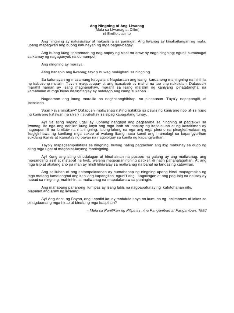 Ningning at Ang Liwanag | PDF