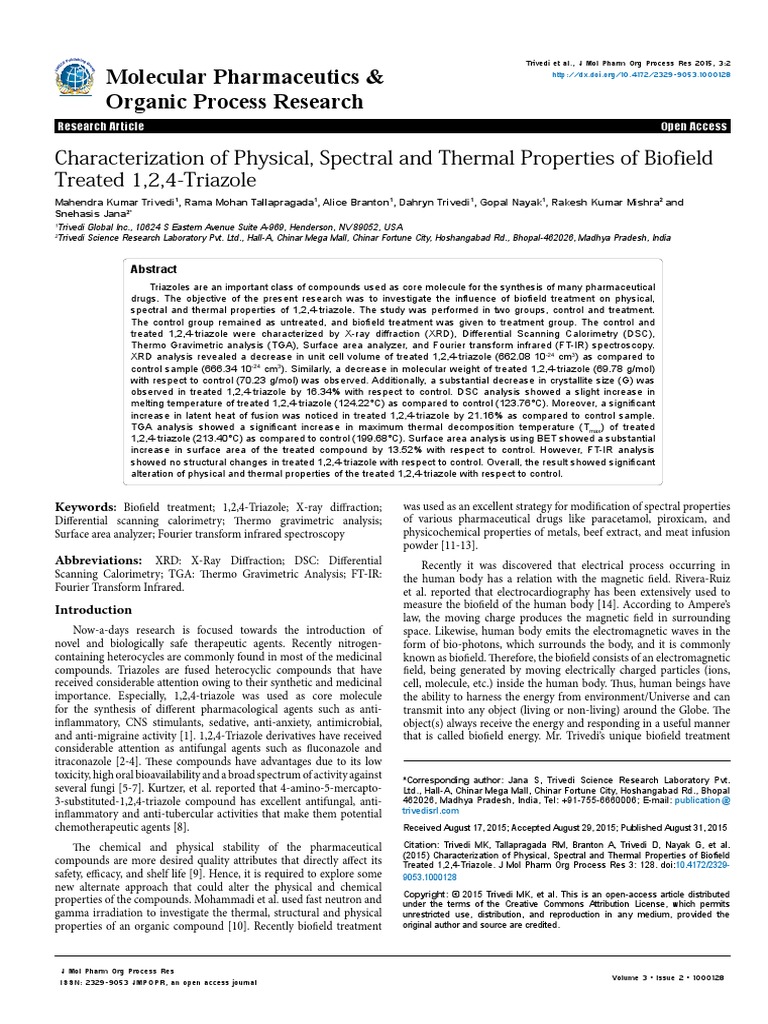 Trivedi Effect - Characterization of Physical, Spectral and Thermal ...