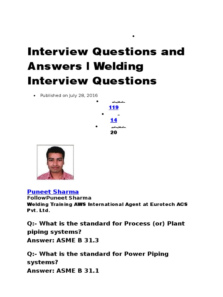 Interview Questions and Answers | PDF | Welding | Construction
