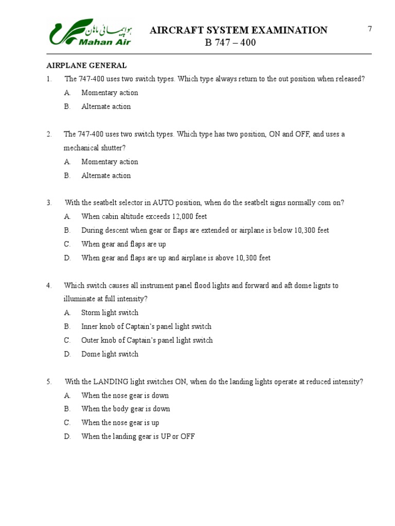 Aircraft System Examination: Airplane General | PDF | Home & Garden ...