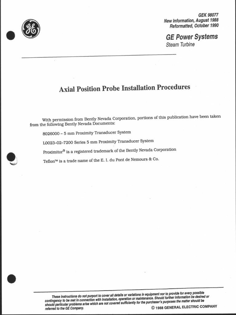 Axial Position Probe Installation Procedure - 1 | PDF | Manufactured ...