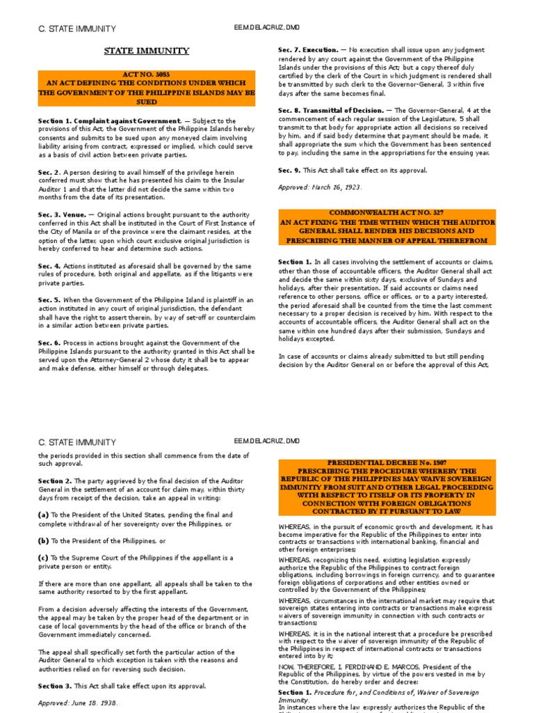 C. State Immunity | PDF | Sovereign Immunity | Eminent Domain