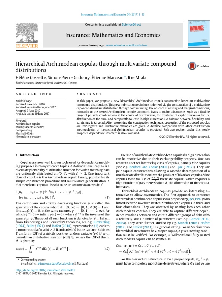 Hierarchical Archimedean Copulas Through Multivariate Compound Distributions | PDF | Probability ...