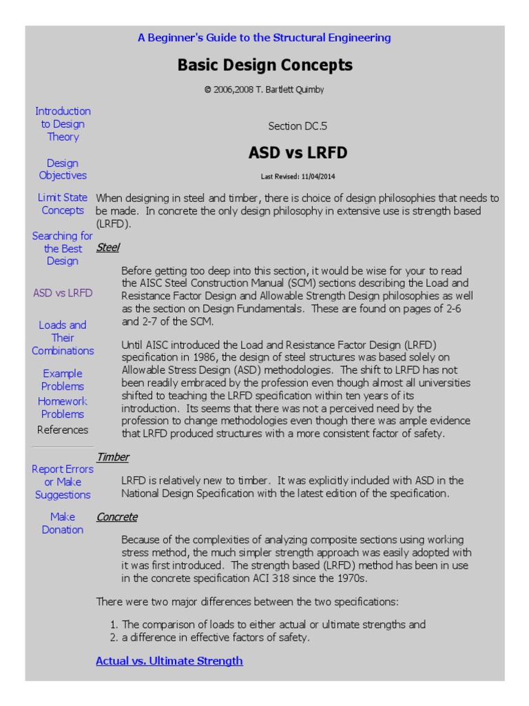 ASD Vs LRFD | PDF | Structural Load | Strength Of Materials
