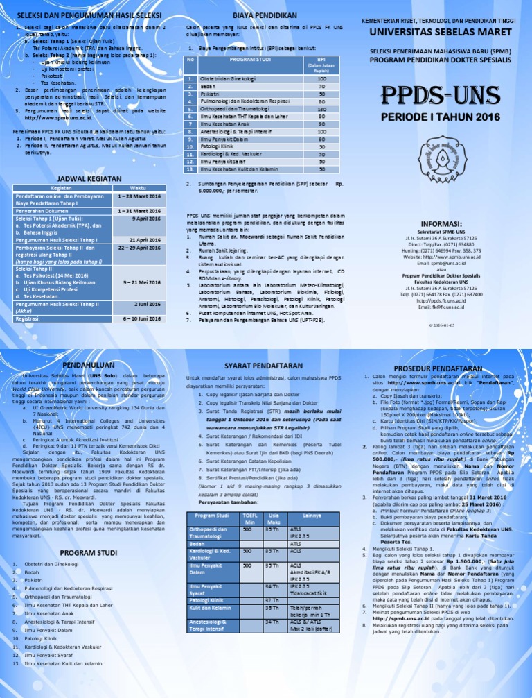 Leaflet PPDS UNS 2016 Periode I PDF | PDF