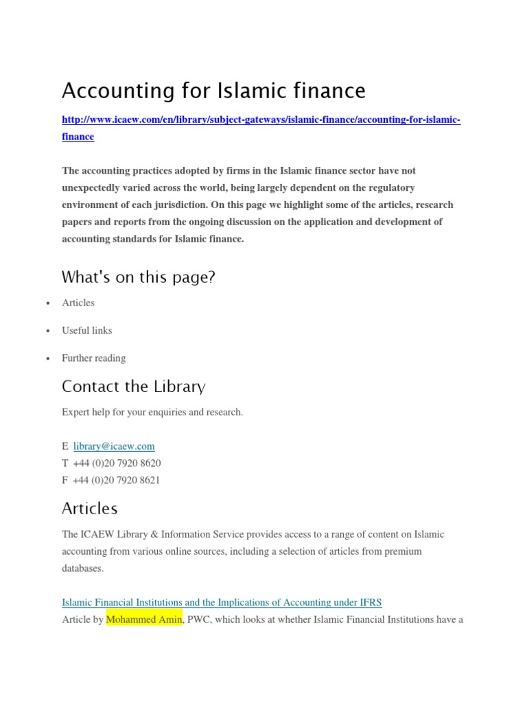 Accounting For Islamic Finance | PDF | International Financial ...