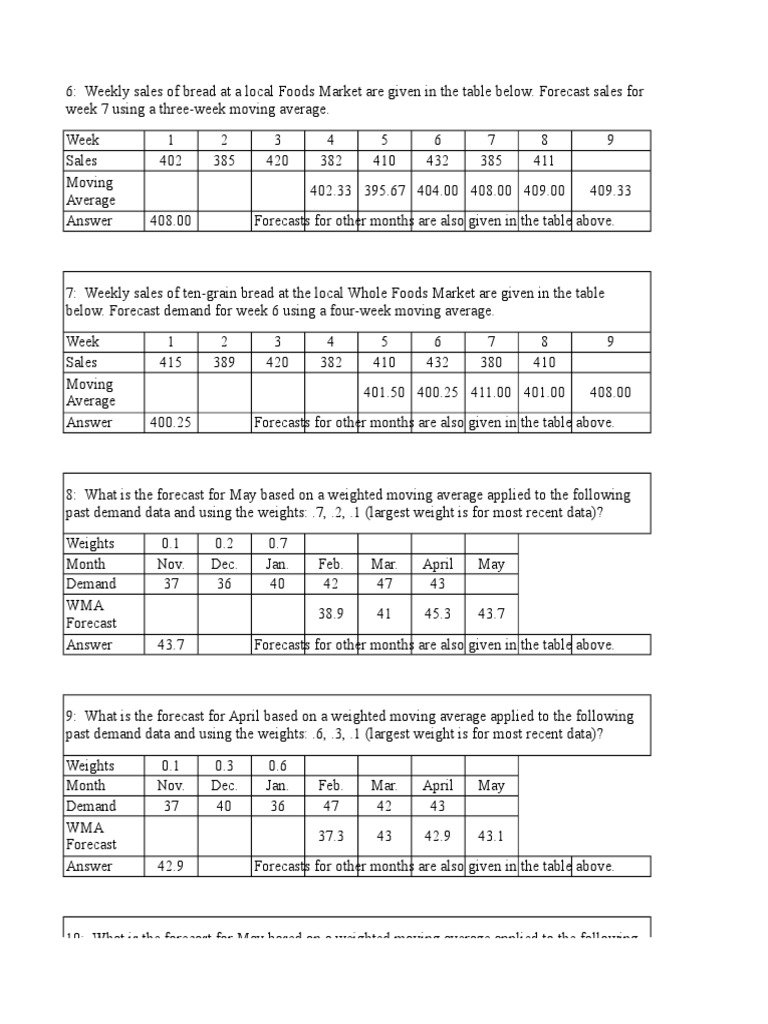 SMCh03 Final | PDF | Moving Average | Forecasting