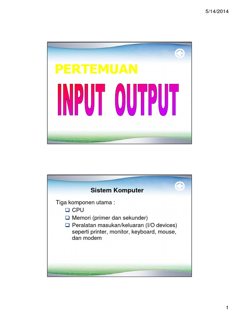 Pertemuan 9 Modul Input Output | PDF | Komputer