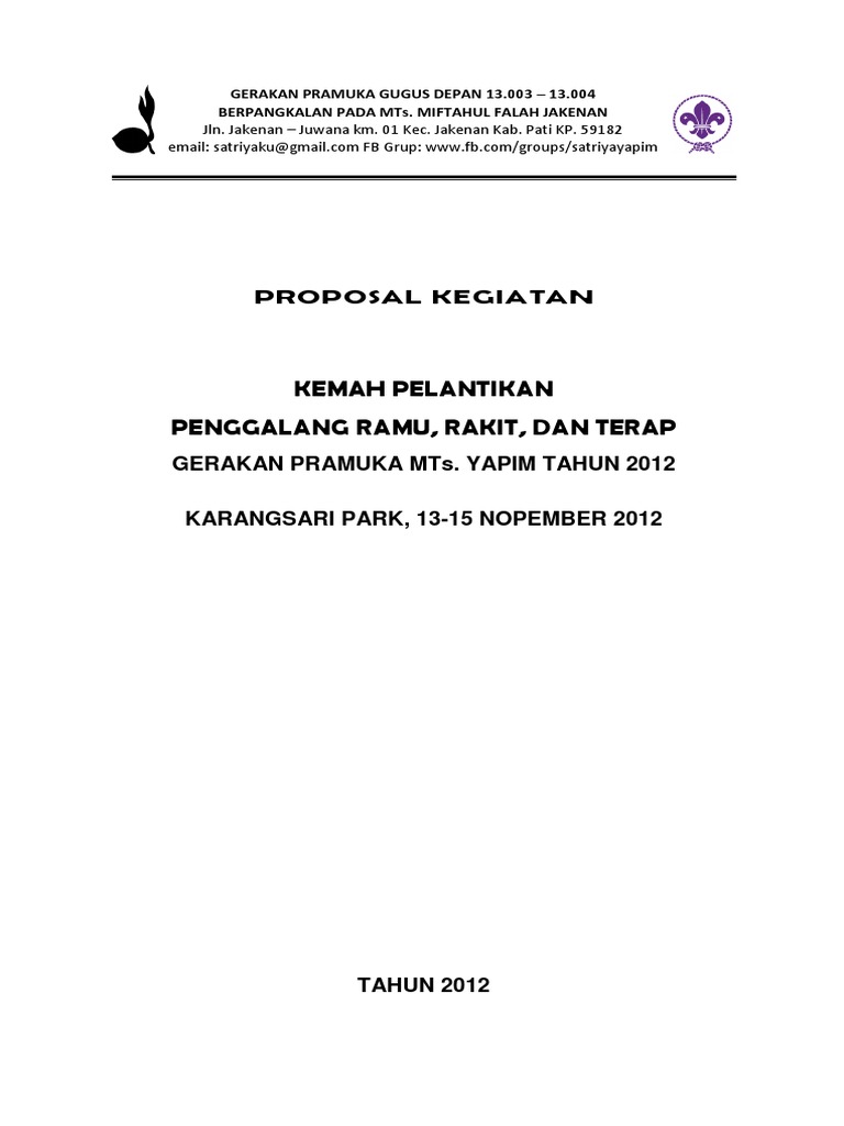 Proposal Kegiatan Kemah Pelantikan Penggalang | PDF