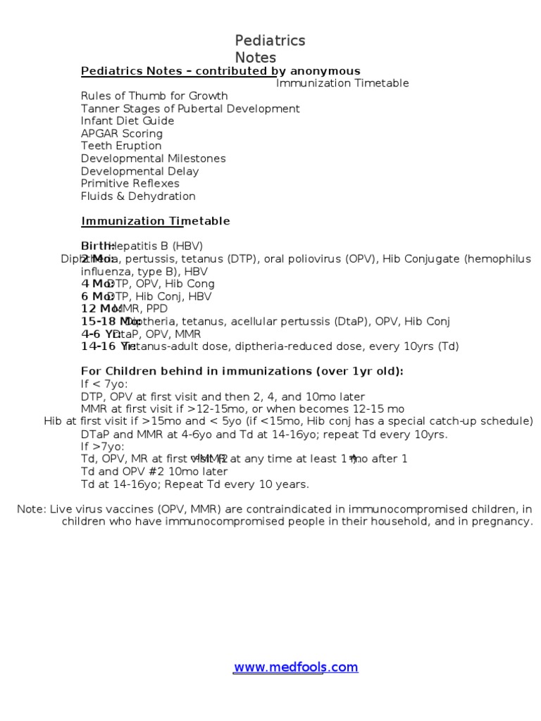 Pediatrics Mnemonics | PDF | Medicine | Clinical Medicine